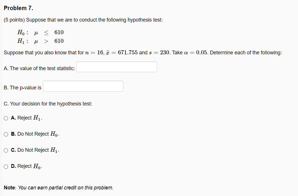 Solved Problem 7. (5 points) Suppose that we are to conduct | Chegg.com