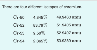 Solved There are four different isotopes of chromium. | Chegg.com