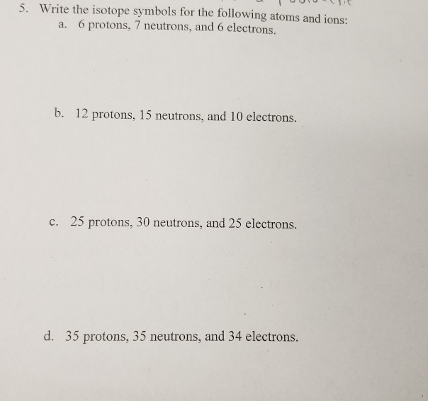 Solved UU 5. Write the isotope symbols for the following | Chegg.com