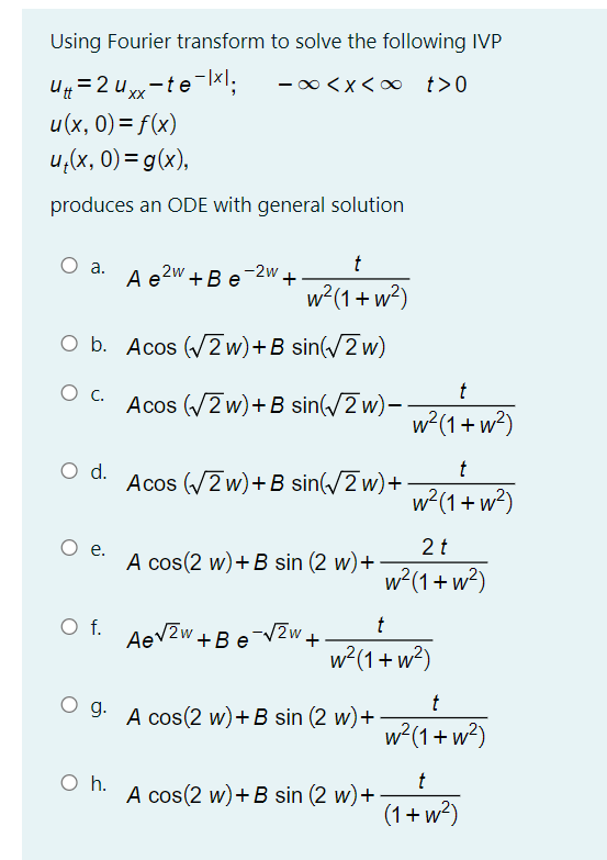 Solved Using Fourier transform to solve the following IVP U4 | Chegg.com