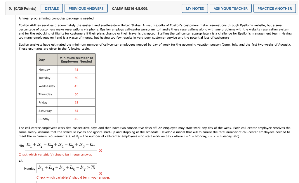 Solved CAMMIMS16 4.E.003. A linear programming computer | Chegg.com