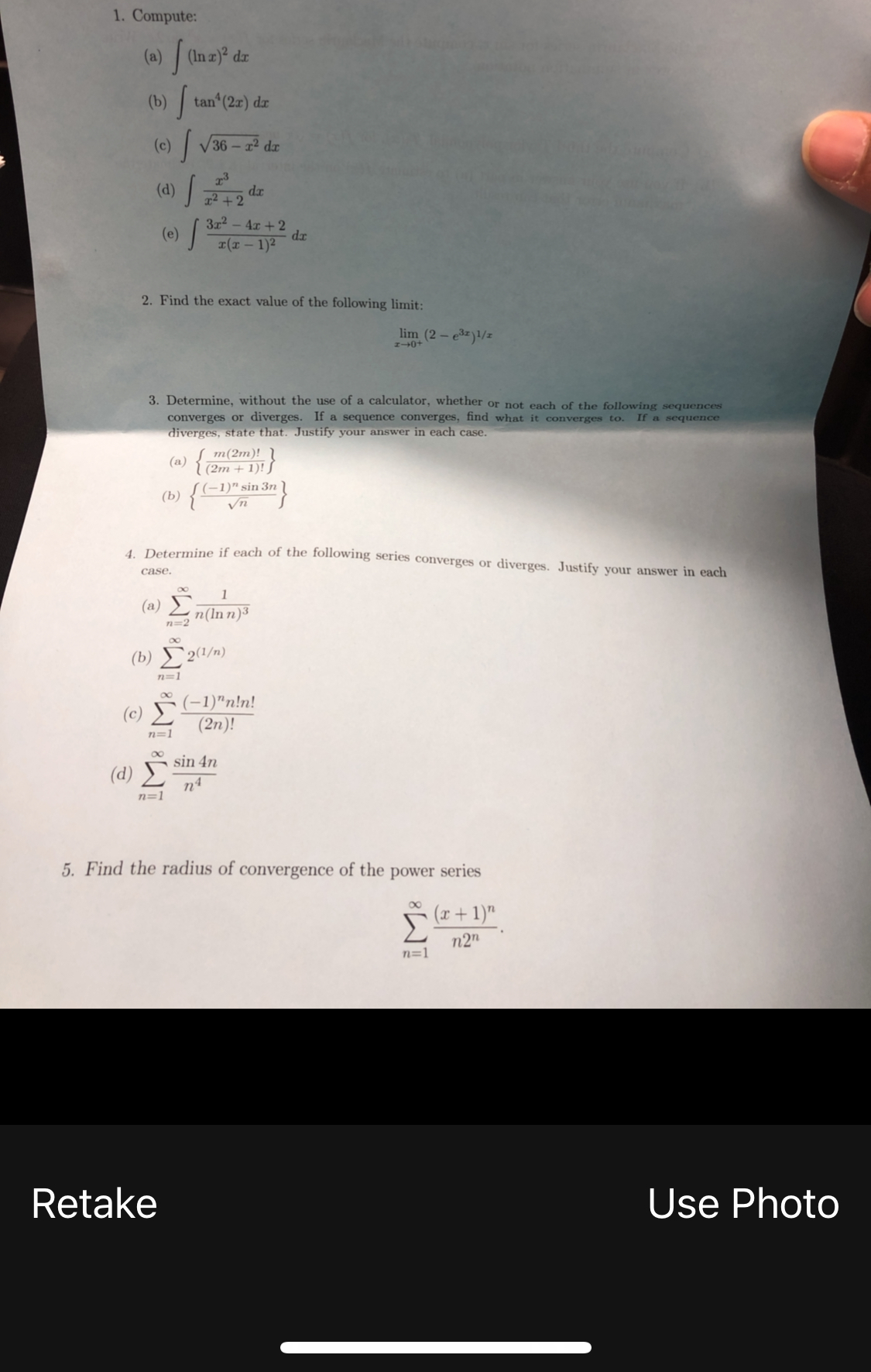 Solved 1. Compute: (a) ∫(lnx)2dx (b) ∫tan4(2x)dx (c) | Chegg.com