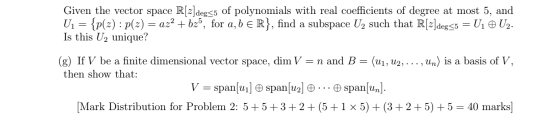 Solved Problem 2 (Vector Spaces and Subspaces). (a) Let U = | Chegg.com