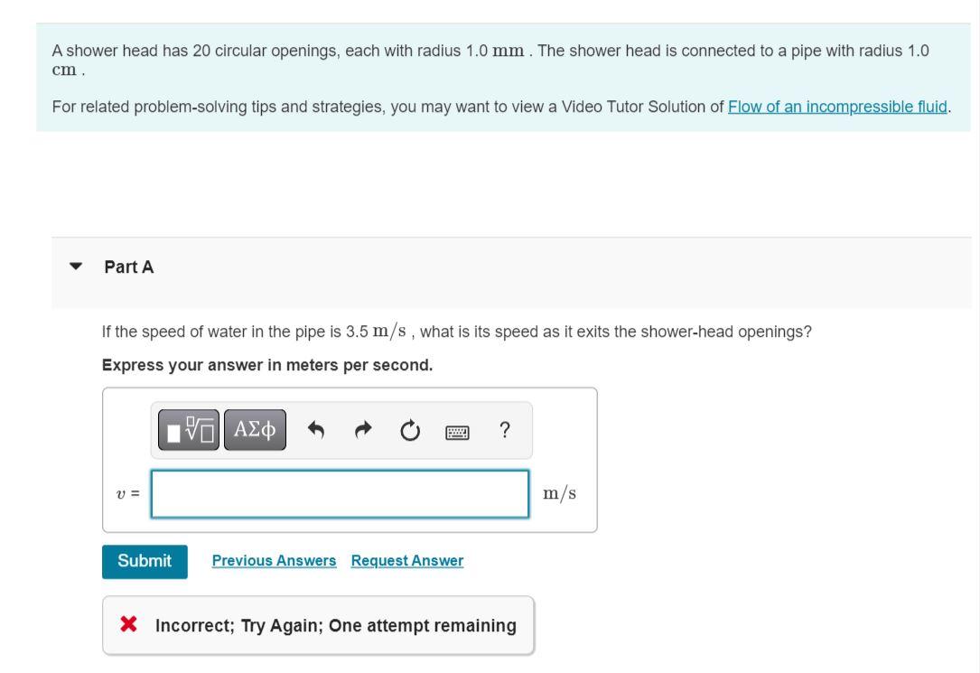 Solved A shower head has 20 circular openings, each with | Chegg.com