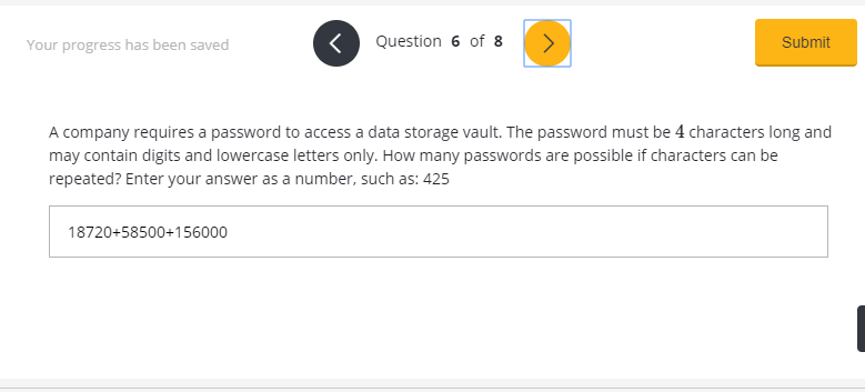 Solved Your progress has been saved Question 6 of 8 > Submit | Chegg.com