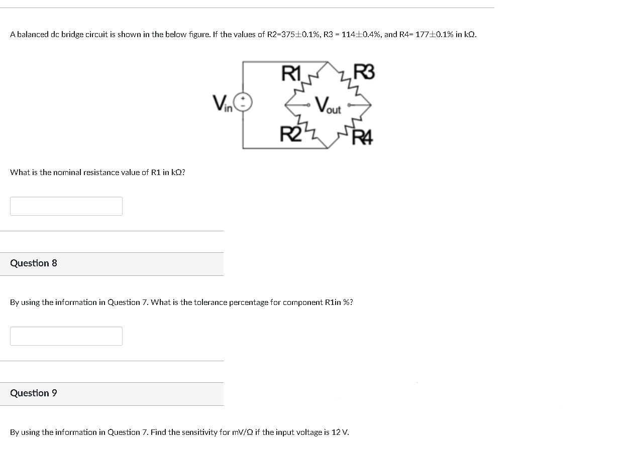 Solved A balanced de bridge circuit is shown in the below | Chegg.com