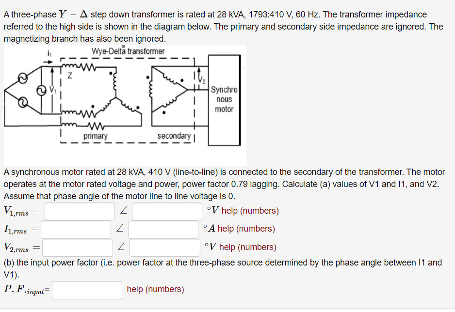 Solved A three-phase Y−Δ step down transformer is rated at | Chegg.com