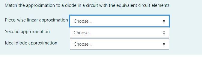 Solved Match the approximation to a diode in a circuit with | Chegg.com