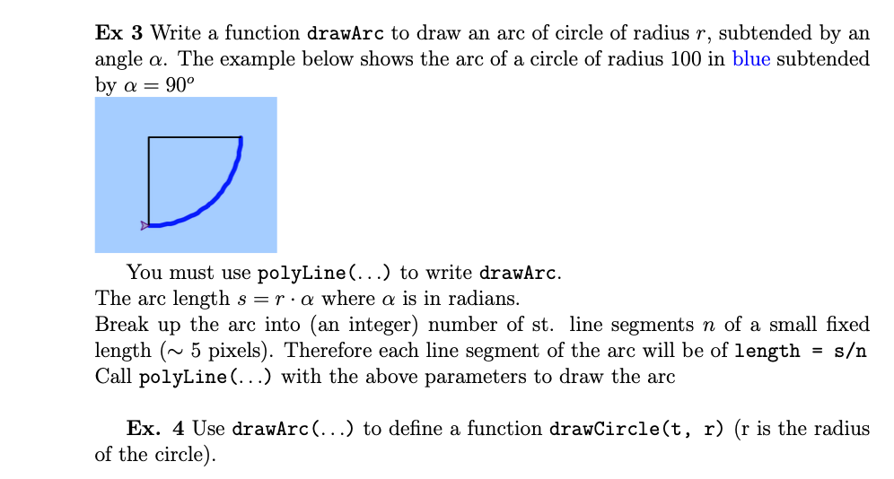 Solved Ex. 1 Write a function polyLine(...) that draws n | Chegg.com