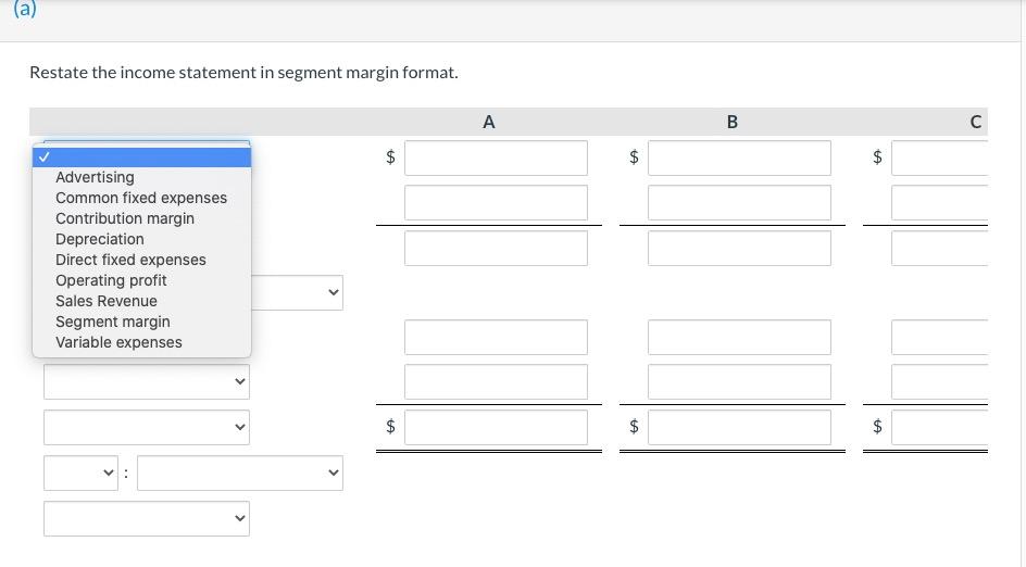 Solved (a) Restate the income statement in segment margin | Chegg.com