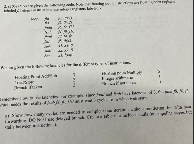 Solved 2. (30%) You are given the following code. Note that | Chegg.com