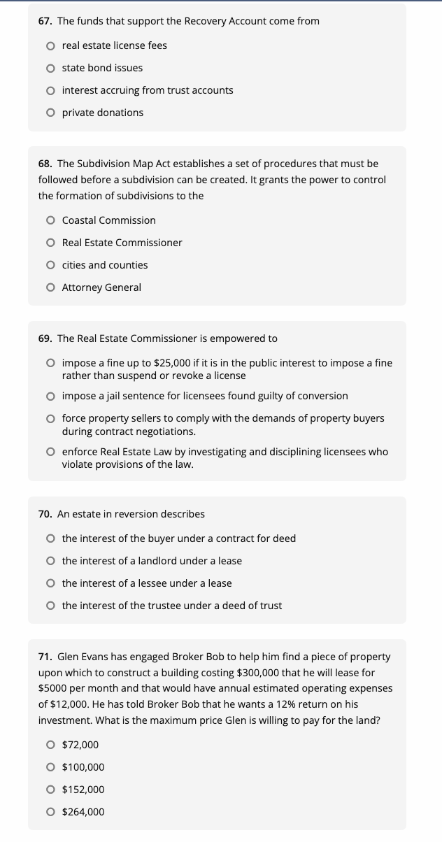 Solved 67. The funds that support the Recovery Account come | Chegg.com