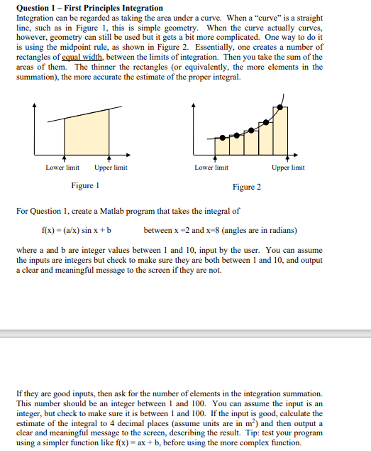 Solved Question 1 - First Principles Integration Integration | Chegg.com