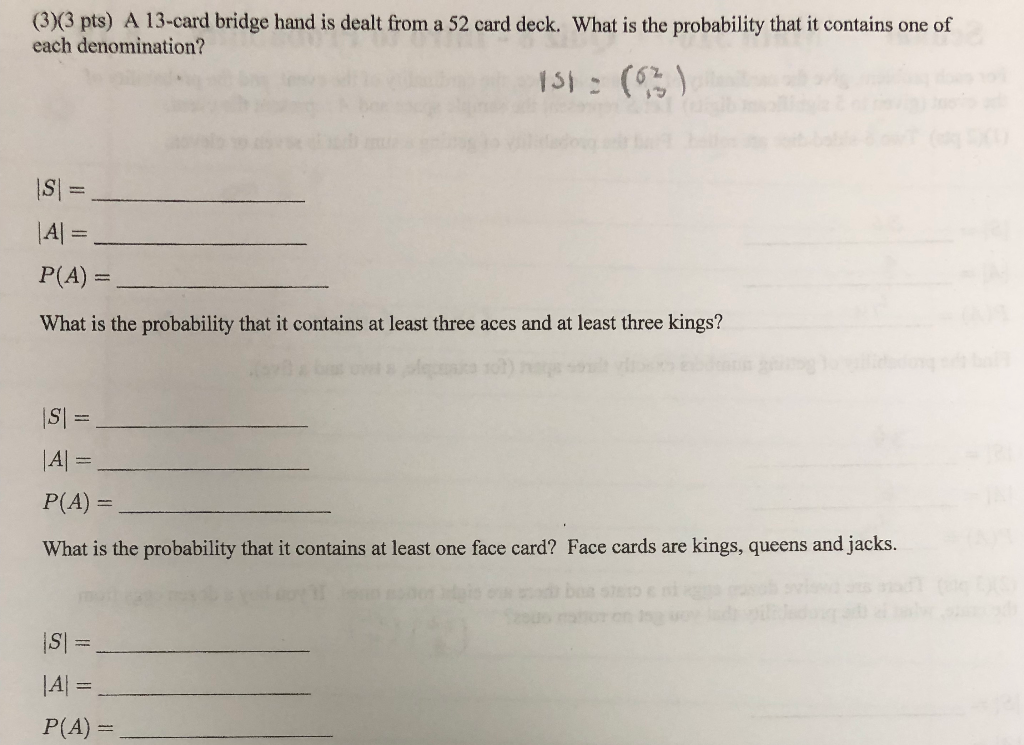 Solved (3)(3 pts) A 13-card bridge hand is dealt from a 52 | Chegg.com