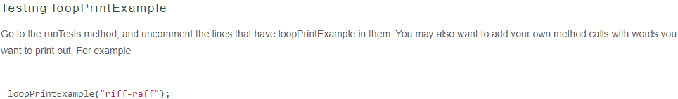 Solved Step 2 - Warm Up Method: loop PrintExample Let's | Chegg.com