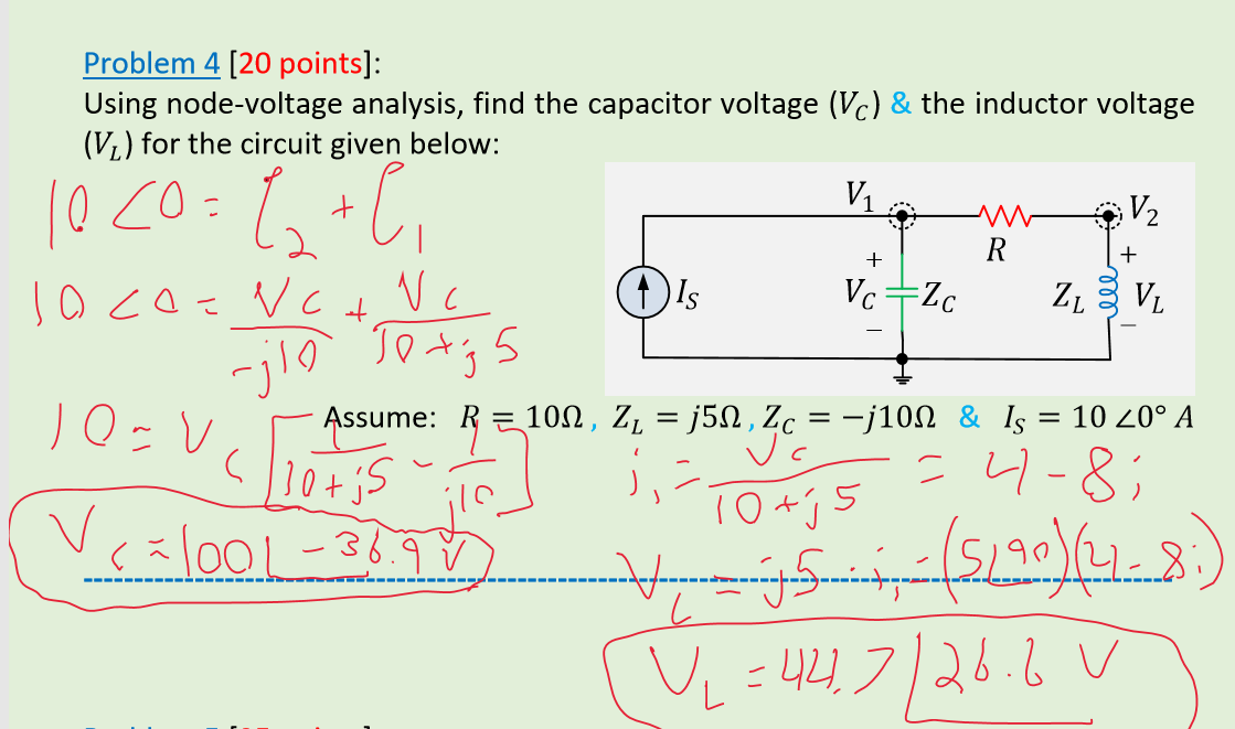 Solved Problem 4 [20 points]: Using node-voltage analysis, | Chegg.com