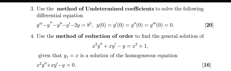 Solved 3. Use the method of Undetermined coefficients to | Chegg.com