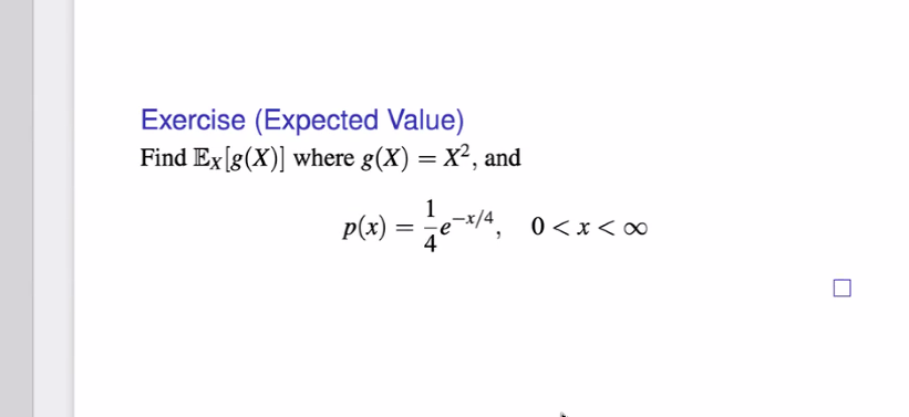 Solved Exercise (Expected Value) Find EX[g(X)] where | Chegg.com