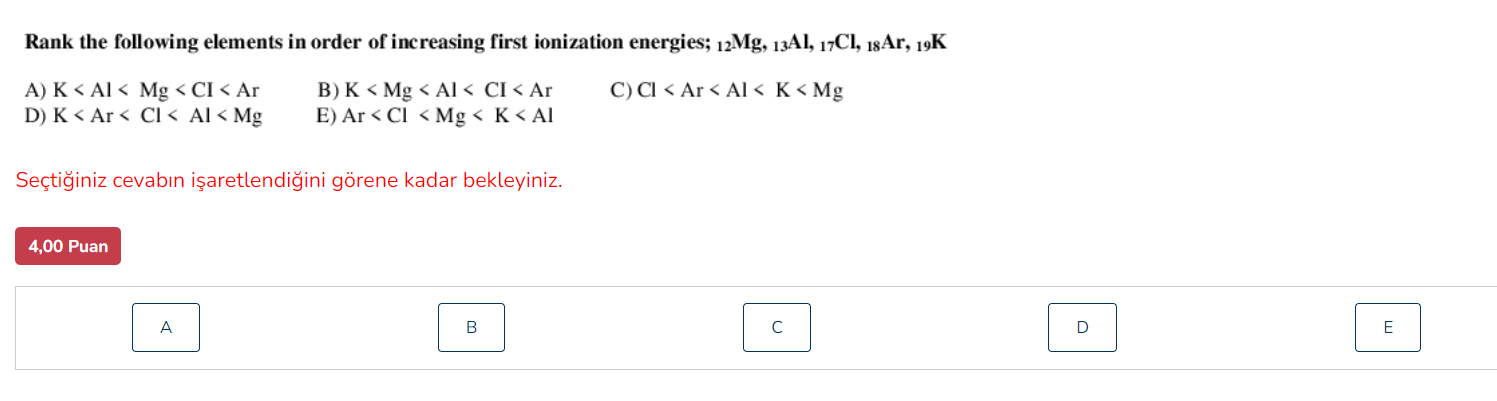 Solved Rank the following elements in order of increasing | Chegg.com
