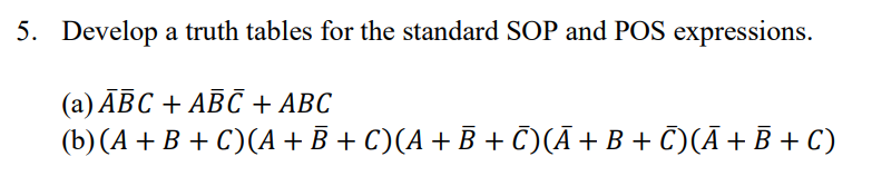 Solved Develop a truth tables for the standard SOP and POS | Chegg.com