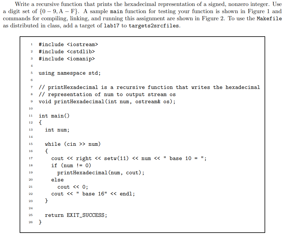 Solved Write a recursive function that prints the | Chegg.com