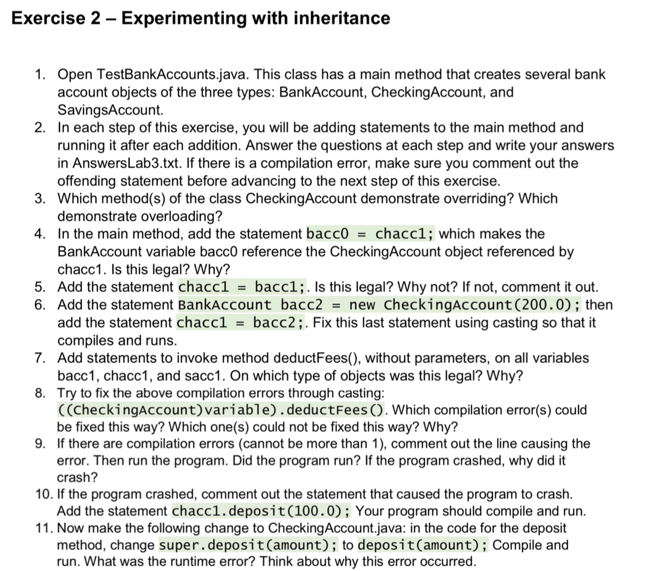 Solved 1. Create a new SavingsAccount class in your project, | Chegg.com