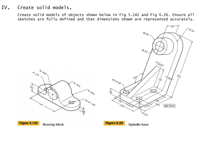 Solved IV. Create solid models. Create solid models of | Chegg.com