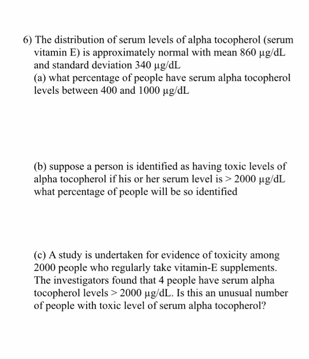 Solved 6) The distribution of serum levels of alpha | Chegg.com