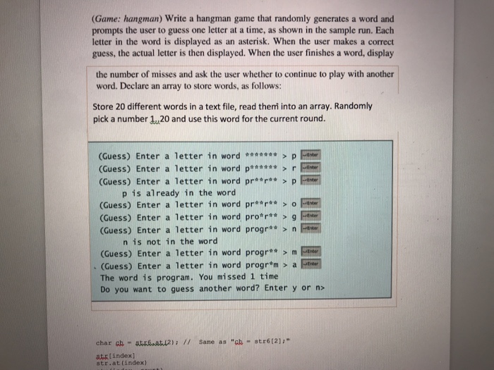 Solved (Game: hangman) Write a hangman game that randomly | Chegg.com