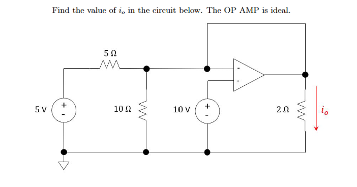 Solved Find the value of io in the circuit below. The OP AMP | Chegg.com