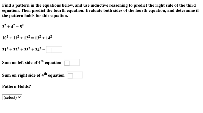 Solved Find a pattern in the equations below, and use | Chegg.com