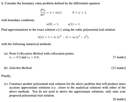 Solved 1. Consider the boundary value problem defined by the | Chegg.com