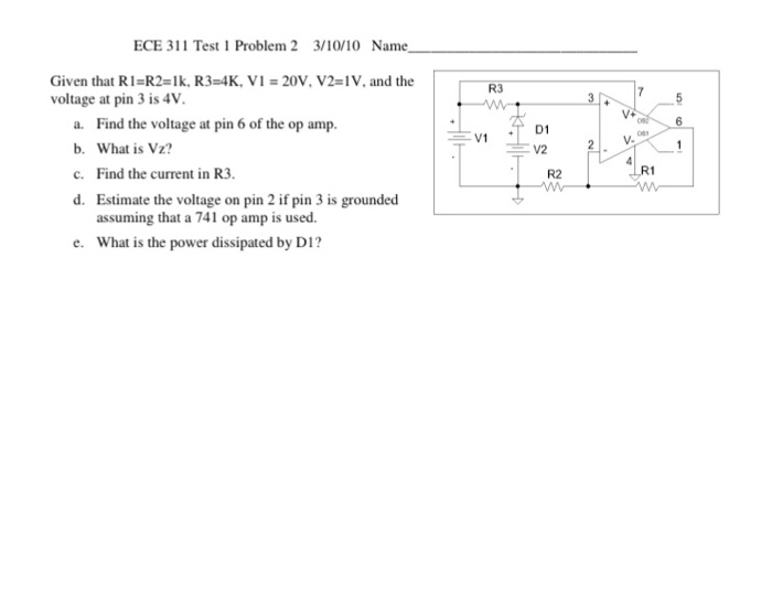 Solved ECE 311 Test 1 Problem 2 3/10/10 Name Given that | Chegg.com