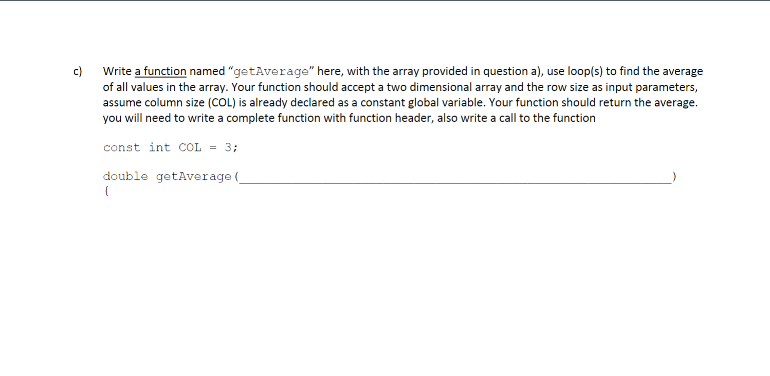 Solved Define a two-dimensional array named "settings" just | Chegg.com