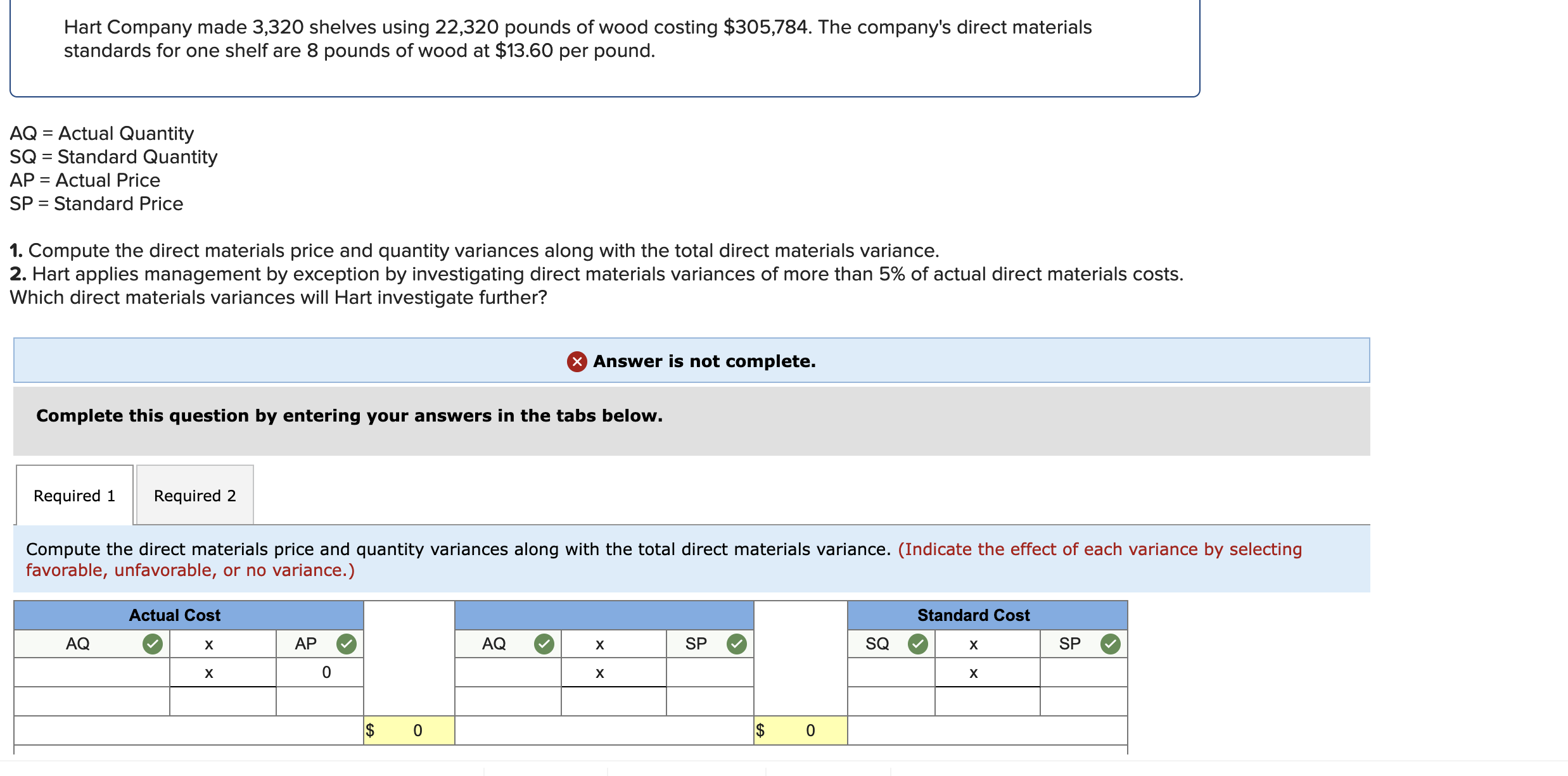 Solved Hart Company made 3,320 shelves using 22,320 pounds | Chegg.com