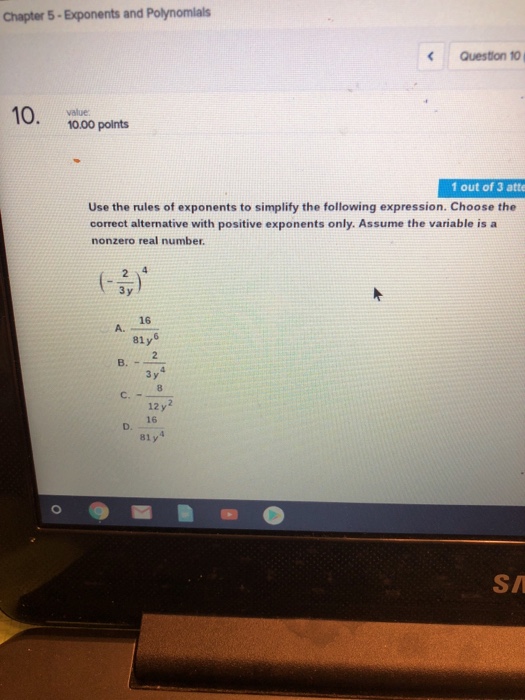Solved Chapter 5-Exponents and Polynomials Question 10 10. | Chegg.com