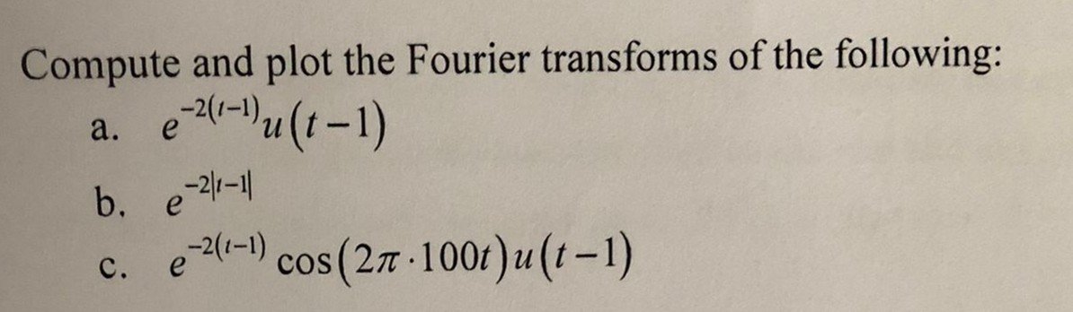 Compute and plot the Fourier transforms of the | Chegg.com