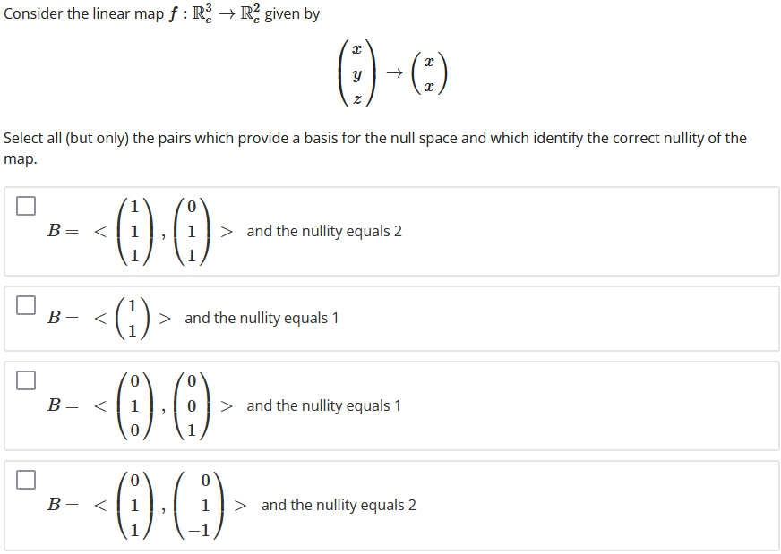 Solved Consider the linear map f:Rc3→Rc2 given by | Chegg.com
