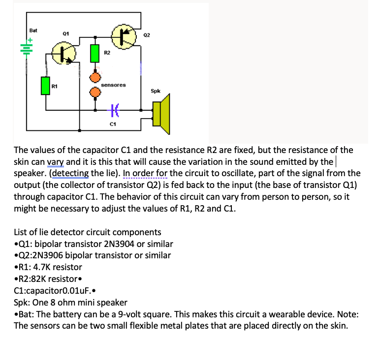 Bat Q1 02 R2 R1 sensores Spk C1 The values of the | Chegg.com