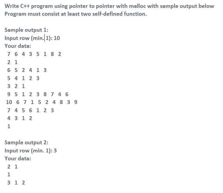Write C++ program using pointer to pointer with | Chegg.com
