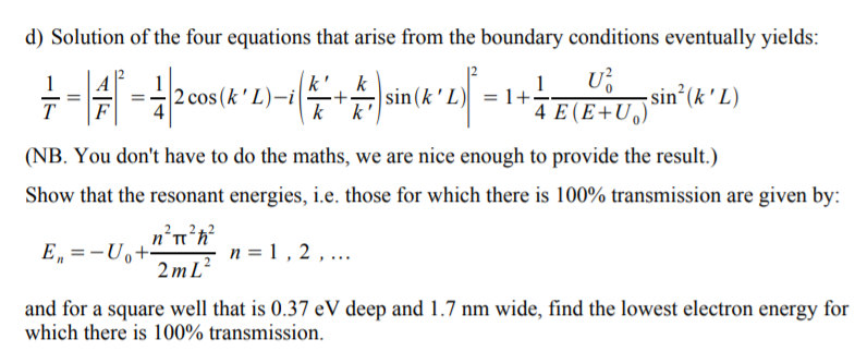 Solved Q1. Consider the finite square well potential shown | Chegg.com
