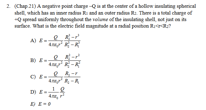 Solved (Chap.21) A negative point charge −Q is at the center | Chegg.com