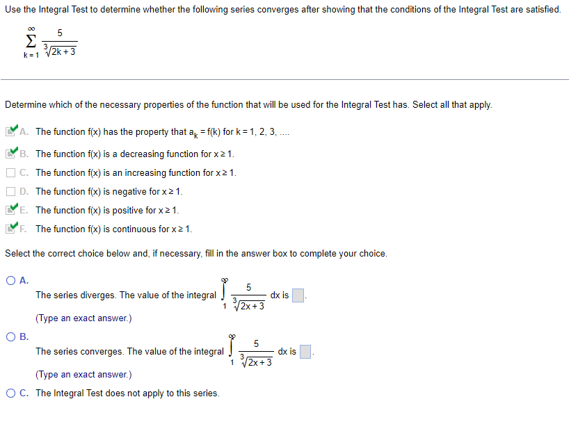 Solved Use the Integral Test to determine whether the | Chegg.com Solved Use the Integral Test to determine whether the | Chegg.com