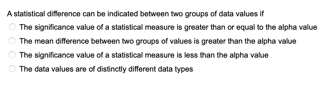 Solved A statistical difference can be indicated between two | Chegg.com