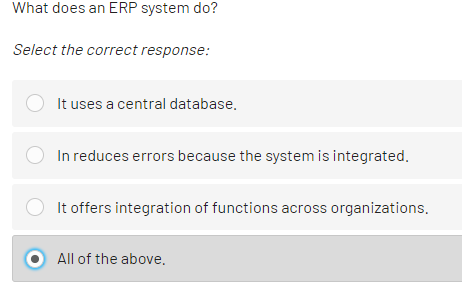 Solved What does an ERP system do? Select the correct | Chegg.com