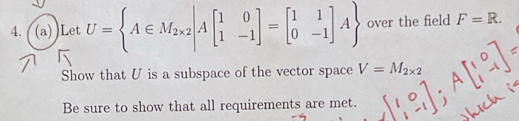 Solved Show that U is ﻿a subspace of ﻿the vector space | Chegg.com
