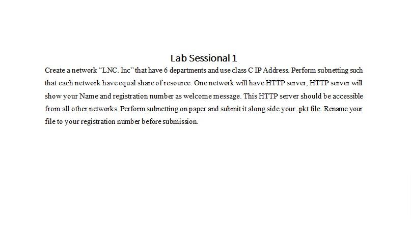 Solved Lab Sessional 1 Create a network “LNC. Inc" that have | Chegg.com