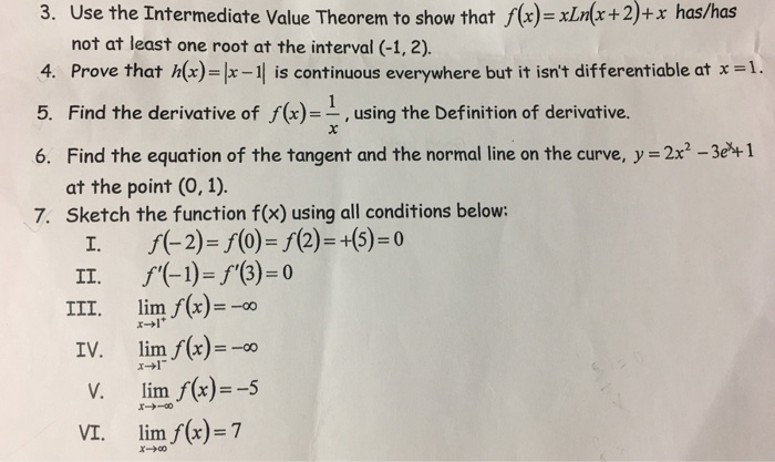 Solved 3 Use The Intermediate Value Theorem To Show That