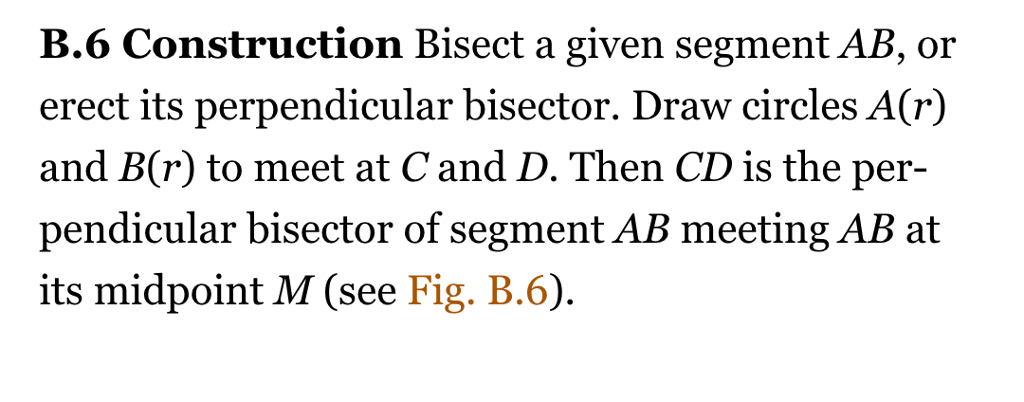 Solved B.6 Construction Bisect a given segment AB, or erect | Chegg.com