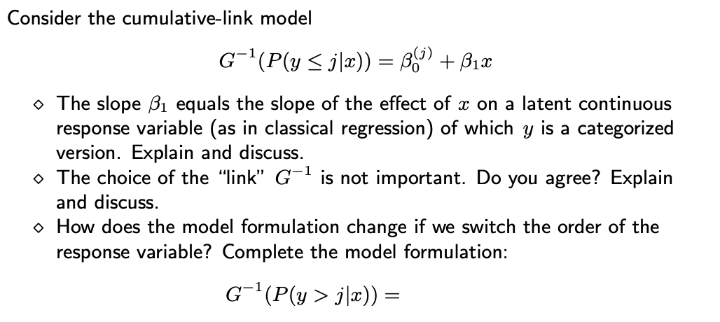 Consider the cumulative-link model G-1(Ply 5j|x)) = | Chegg.com